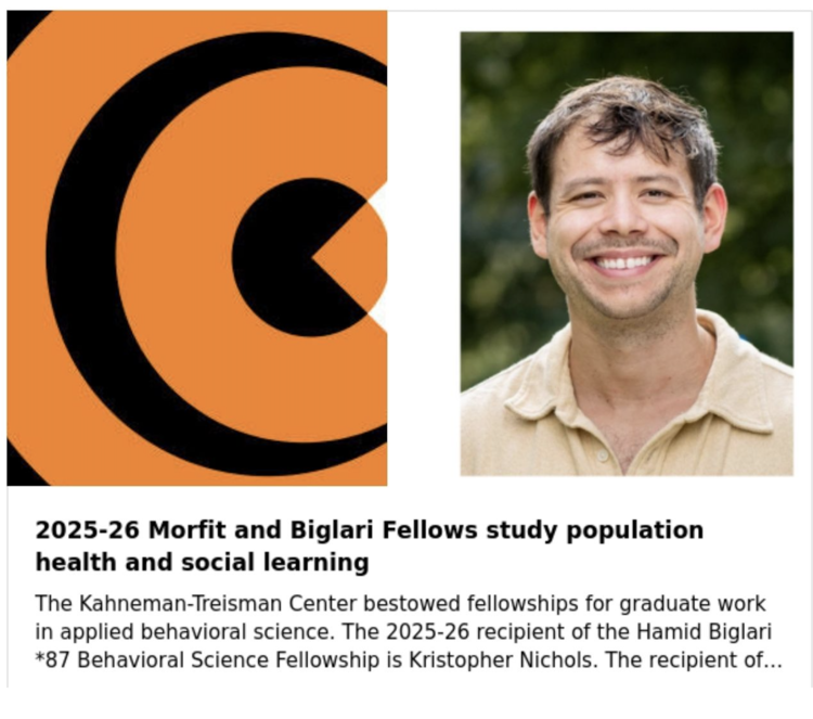 Congratulations to Ph.D student Kris Nichols on being named the 2025-26 ...